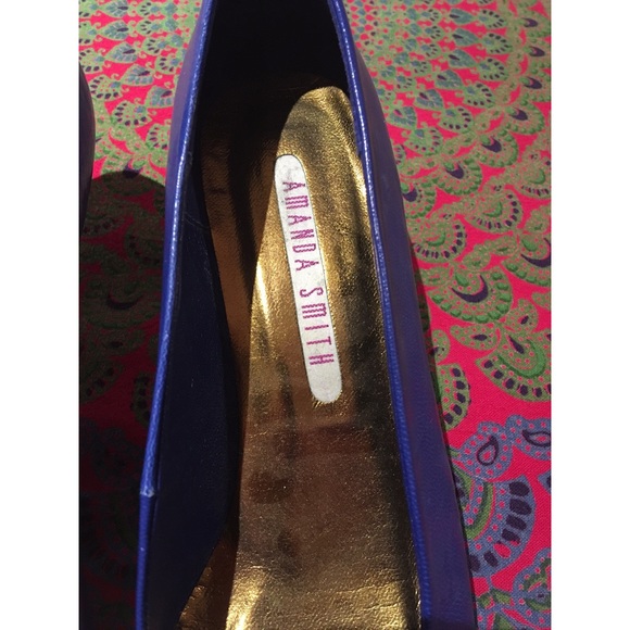 Vintage | Shoes | Vintage Blue Vegan Leather Heels | Poshmark